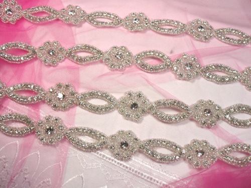 Genuine Rhinestone Floral Trim