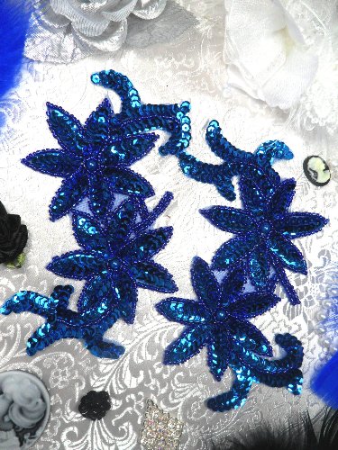 Beaded Sequin Appliques Blue