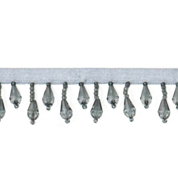 Pewter Teardrop Beaded Fringe Sewing Trim