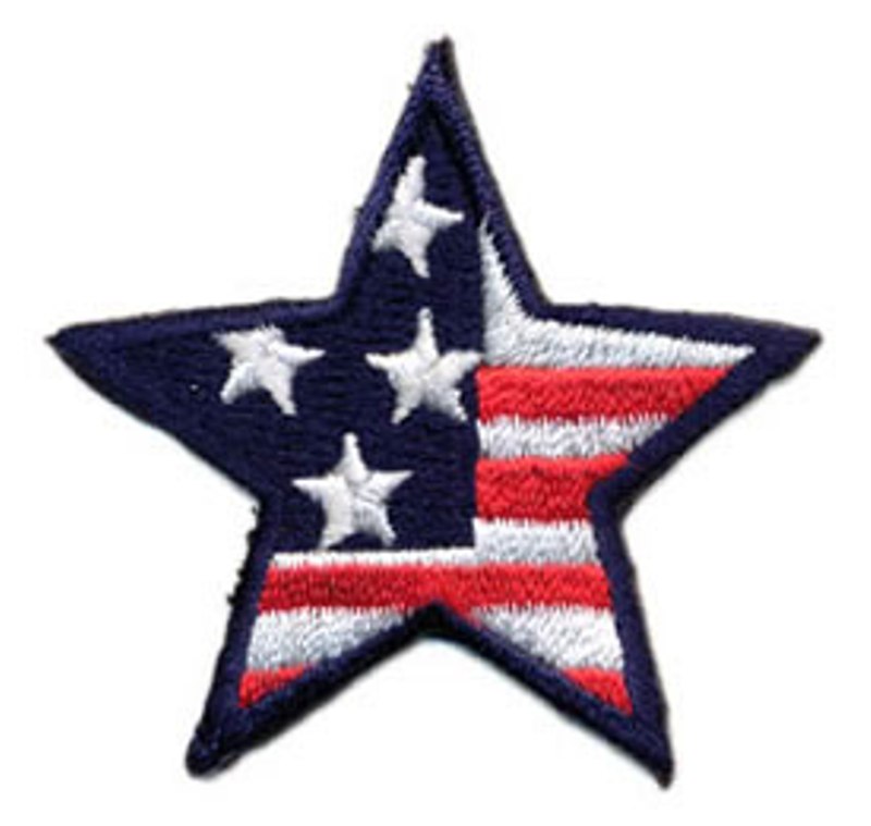 Star Applique Embroidered Patriotic Flag Iron On 2 inch