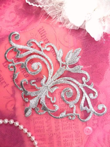 Silver Metallic Iron On Designer Embroidered Applique