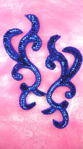 Blue Designer Sequin Appliques Mirror Pair