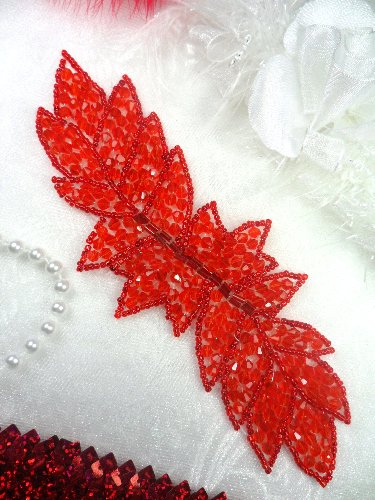 Red Designer Beaded Applique
