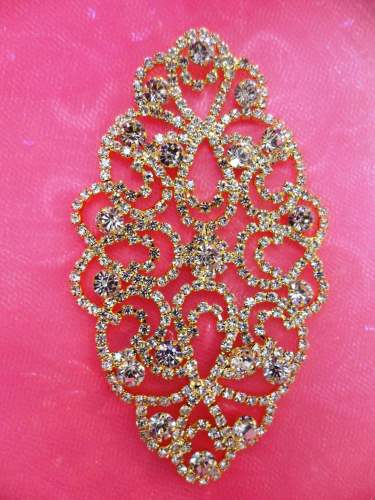 Crystal Rhinestone Applique Gold Embellishment