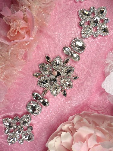 Silver Crystal Clear Rhinestone Applique Embellishment
