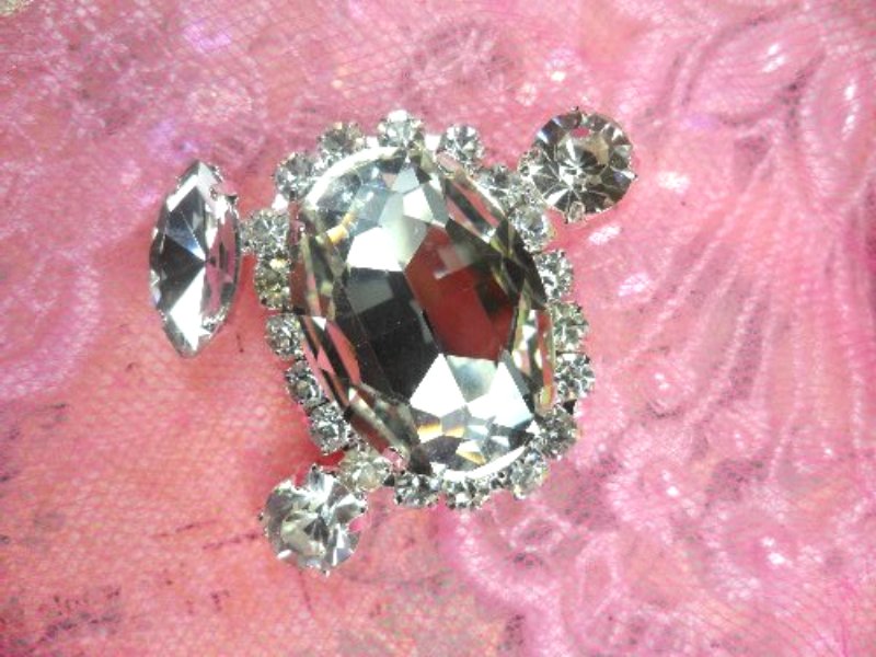 Crystal Clear Glass Rhinestone Embellishment Designer Metal Back