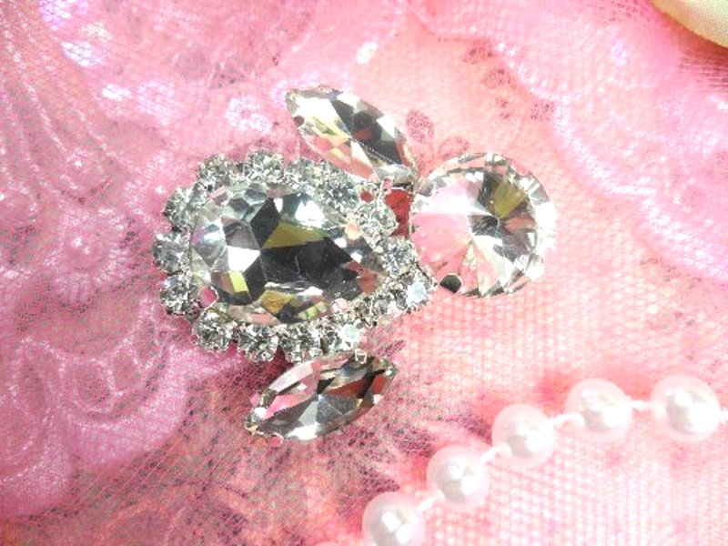 Crystal Clear Rhinestone Embellishment Designer Metal Back