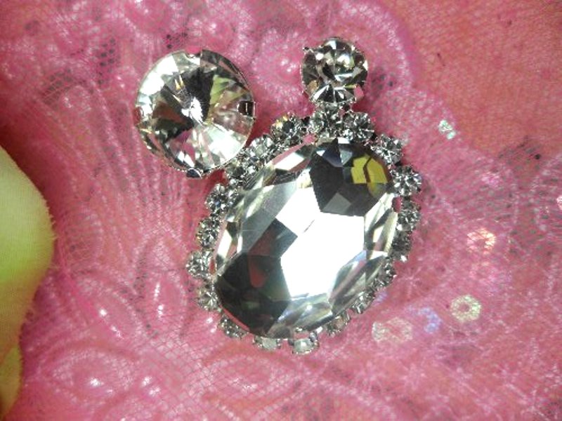 Crystal Clear Rhinestone Embellishment Designer Metal Back