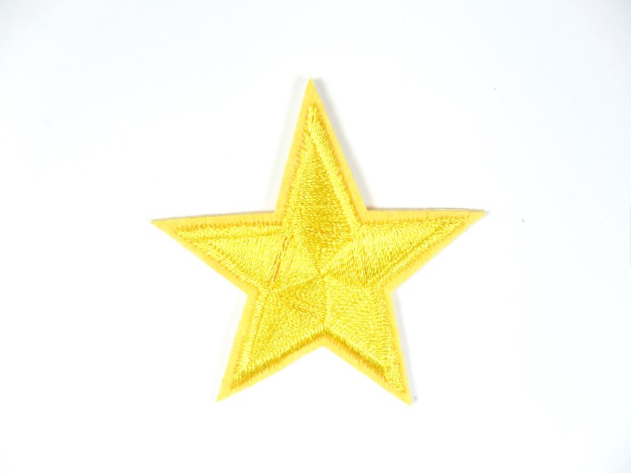 Star Embroidered Applique Yellow Gold Iron On Patch