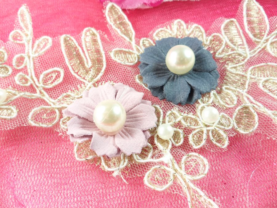 3 Dimensional Applique Pearl Venice Lace Floral Sewing Clothing Patch