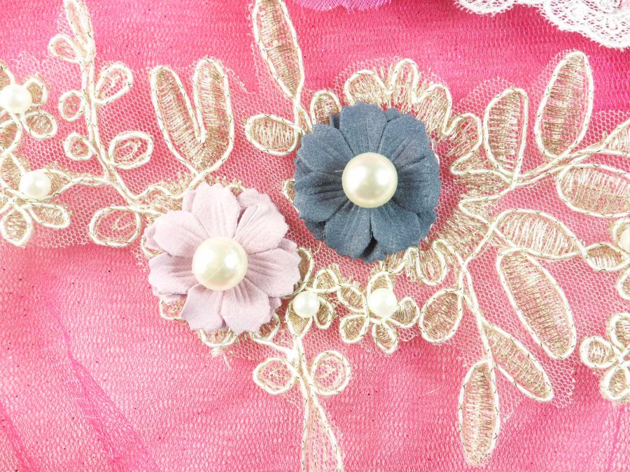 3 Dimensional Applique Pearl Venice Lace Floral Sewing Clothing Patch